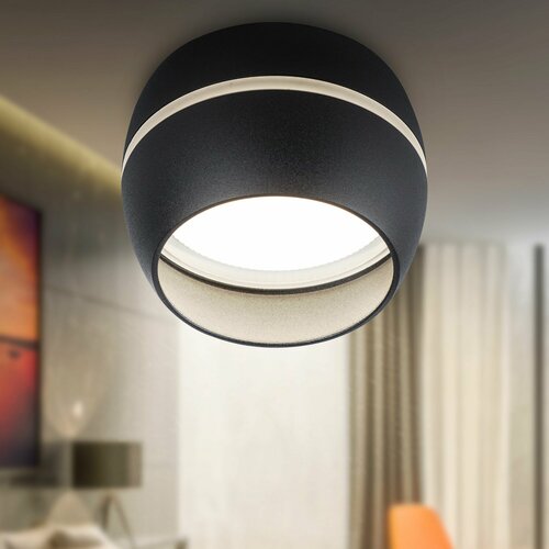 Светильник потолочный ЭРА OL29 BK под лампу GX53, декоративный на кухню, в детскую комнату, в спальню, в коридор, в прихожую / Спот потолочный накладной, черный