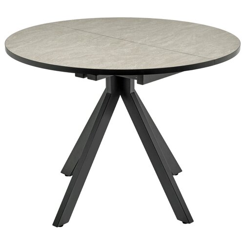 Стол Rudolf круглый раскладной 100-130x100x75см, Бетон слюда, чёрный / круглый стол / стол кухонный / стол обеденный