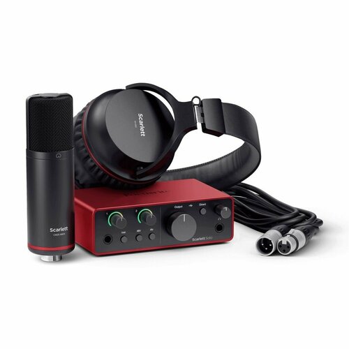 Комплект Аудио интерфейс USB, микрофон, наушники, Focusrite Scarlett-Solo-Studio-4th