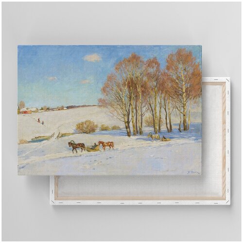 Картина на холсте с подрамником / Юон Константин Федорович - Winter Landscape with Horse-drawn Sleigh