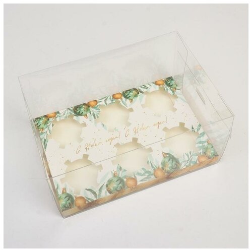 Коробка для капкейка «Мрамор», 23 × 16 × 11.5 см / Новый год / Подарок
