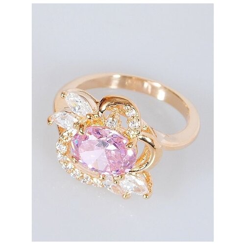 Кольцо помолвочное Lotus Jewelry, фианит, размер 19, розовый