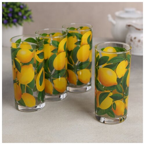 Набор стаканов «Лимоны», 280 мл, 4 шт