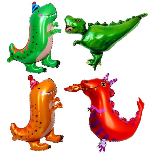 Набор воздушных шаров Страна Карнавалия Сказочные динозавры, разноцветный, 4 шт.