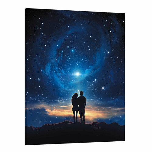 Интерьерная картина 50х70 "Пара на фоне звезд"