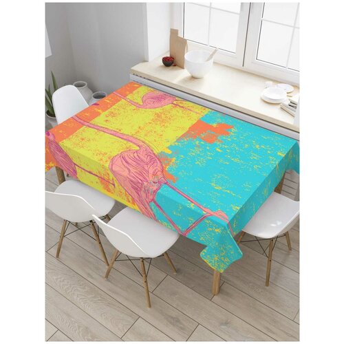 Скатерть прямоугольная JoyArty на кухонный стол "Загадочные фламинго" из оксфорда, 120x145 см