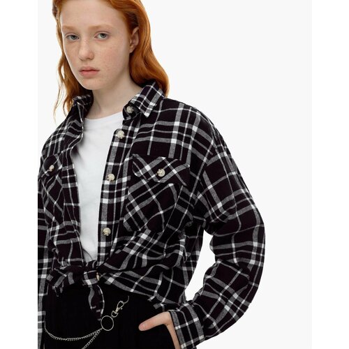 Рубашка Gloria Jeans, размер 10-11л/146 (36), черный, белый