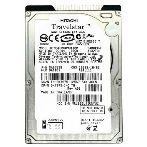 Жесткий диск Hitachi 0R1079 60Gb 5400 IDE 2,5" HDD