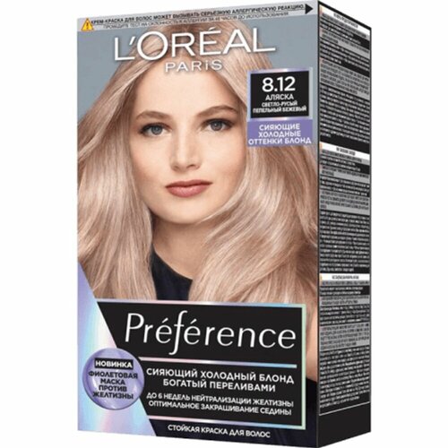 Краска для волос L'Oreal Paris Преферанс, крутые блондинки, 8.12, Аляска 950