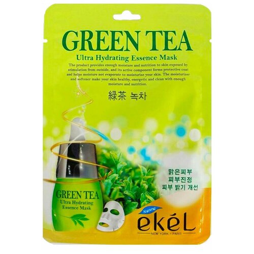 Ekel Тканевая маска для лица с экстрактом зеленого чая Green Tea Ultra Hydrating Essence Mask 25г Упаковка 10 шт.