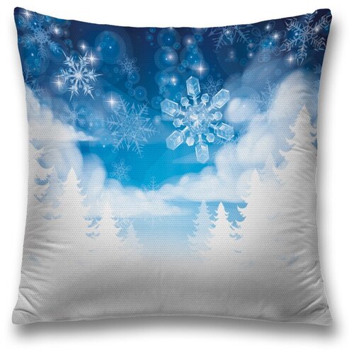 Наволочка декоративная на молнии, чехол на подушку JoyArty "Холодные снежинки" 45х45 см