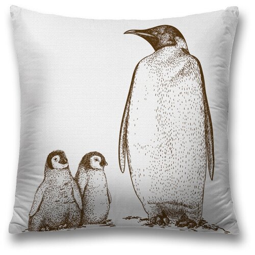 Наволочка декоративная на молнии, чехол на подушку JoyArty "Семейство пингвинов" 45х45 см