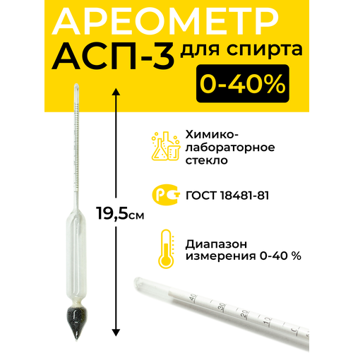 Ареометр для спирта АСП-3 0-40%