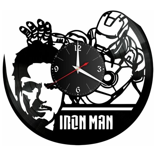 Часы из винила Redlaser "Iron Man (железный человек), Ирон Мэн, Марвел, Marvel Comics, Тони Старк" VW-10311