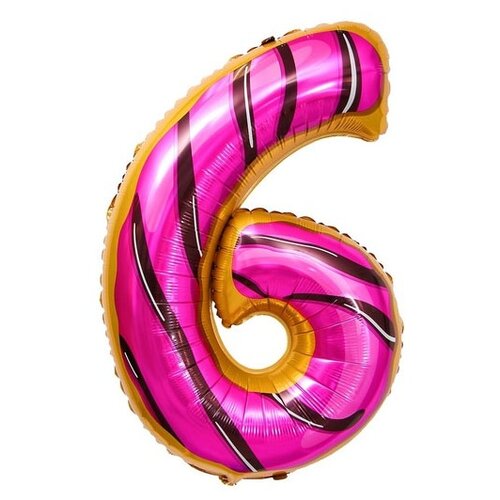 Воздушный шар Страна Карнавалия цифра 6, пончик, розовый
