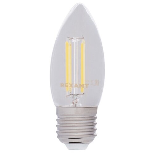 Лампа филаментная Rexant 604-086 Свеча CN35 7.5 Вт 600 Лм 4000K E27 прозрачная колба, 10шт