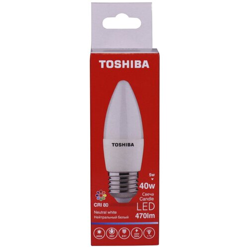 Лампа светодиодная TOSHIBA Candle C35 40W 4000K CRI 80 ND E27 (5W 470 lm260°)
