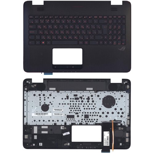 Клавиатура для ноутбука Asus G551, N551 черная топ- панель, красной подсветкой