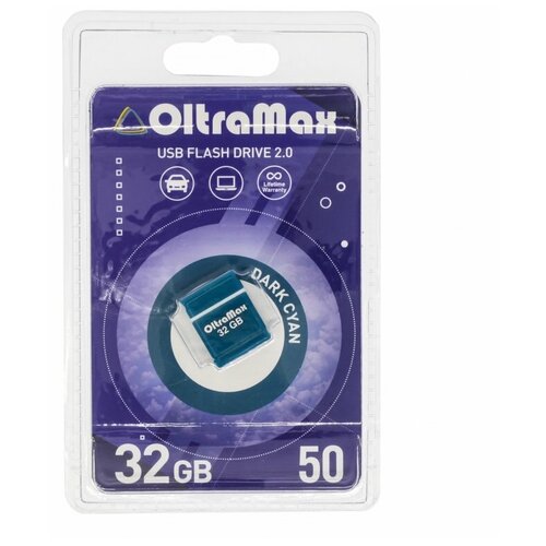 USB-накопитель (флешка) OltraMax Drive 50 32Gb (USB 2.0), бирюзовый