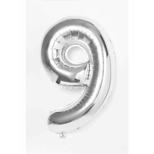 Воздушный шар фольгированный "Цифра 9 серебро" Agura, 102 см