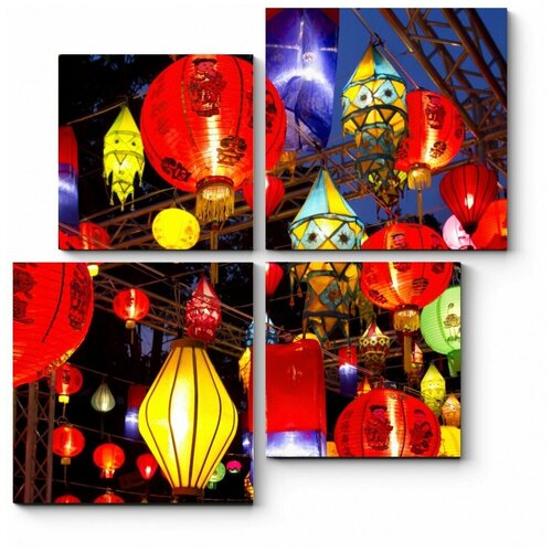 Модульная картина Волшебный свет китайских фонариков, Гонконг 130x130