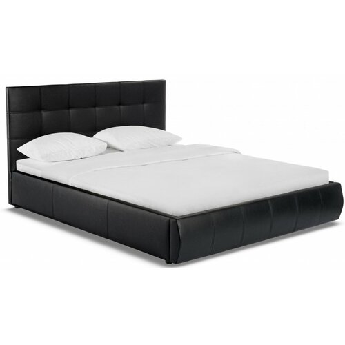 Двуспальная кровать Woodville Афродита-2 180х200 с ПМ экокожа черная