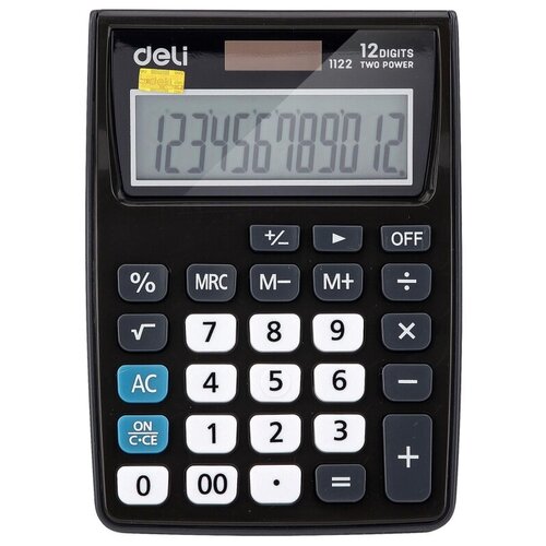 Калькулятор карманный Deli E1122, 12раз, LCD-дисплей, дв. питание, серый