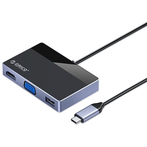 USB-концентратор  ORICO DM-7P, разъемов: 2, 16 см, черный