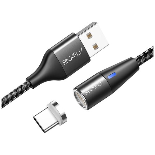 Магнитный кабель для зарядки телефона и передачи данных USB - Type-C, 3А, черный