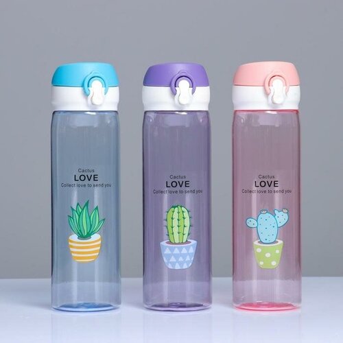 Мастер К Бутылка для воды, 500 мл, Cactus Love, 22 х 6 см, микс