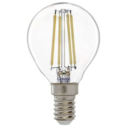 (10шт)Лампа филамент светодиодная 12Вт шар 2700К General 661009 GLDEN-G45S-12-230-E14-2700