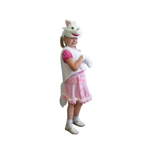 Карнавальный костюм "кошка"( шапочка-кошка, жилетка, рукавички ) (МЕХ) РОСТ 110-116 В471, С471