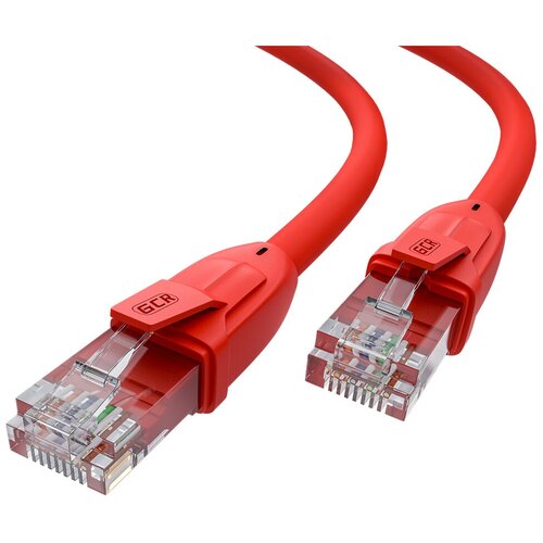 GCR Патч-корд прямой 10.0m UTP кат.6, красный, 24 AWG, литой, ethernet high speed, RJ45, T568B