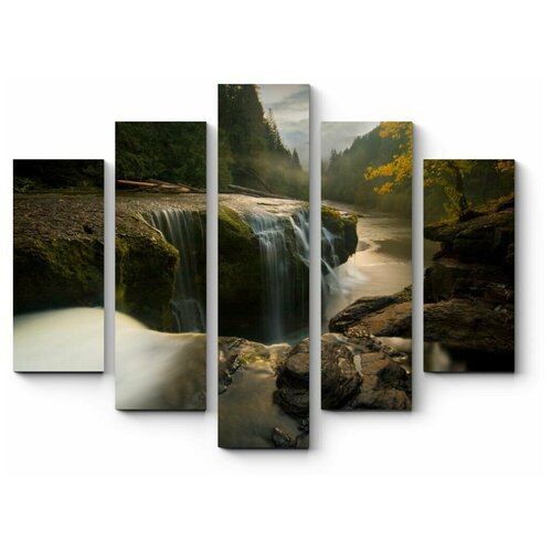 Модульная картина Лесной водопад 95x76