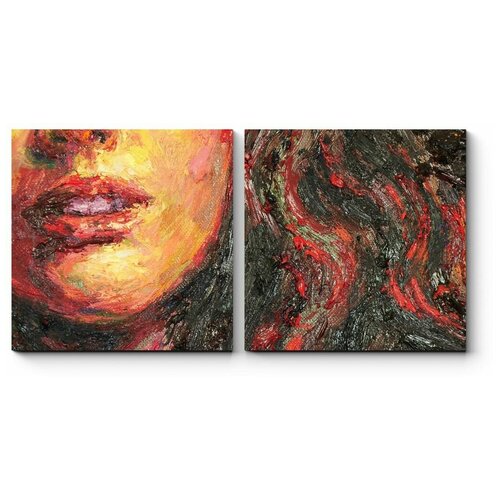 Модульная картина Девушка в красном50x25