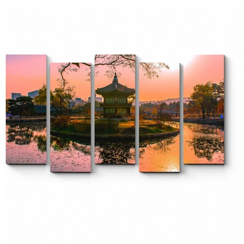 Модульная картина Чарующий закат по-корейски, Сеул 170x98