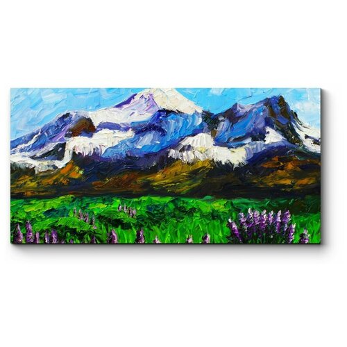 Модульная картина Горы, нарисованные маслом 70x35