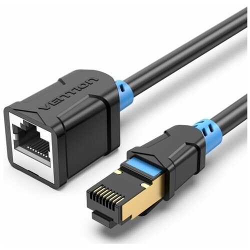 Vention Патч-корд прямой удлинитель Ethernet SSTP cat.6, RJ45 сетевой кабель для ноутбука, роутера, кабель локальной сети, длина 2м, цвет черный