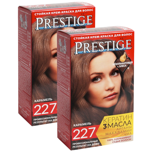 VIP's Prestige Бриллиантовый блеск стойкая крем-краска для волос, 2 шт., 227 - карамель