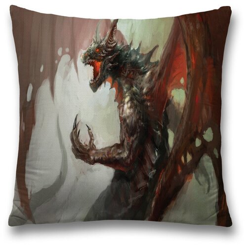 Наволочка декоративная на молнии, чехол на подушку JoyArty "Мифический дракон" 45х45 см