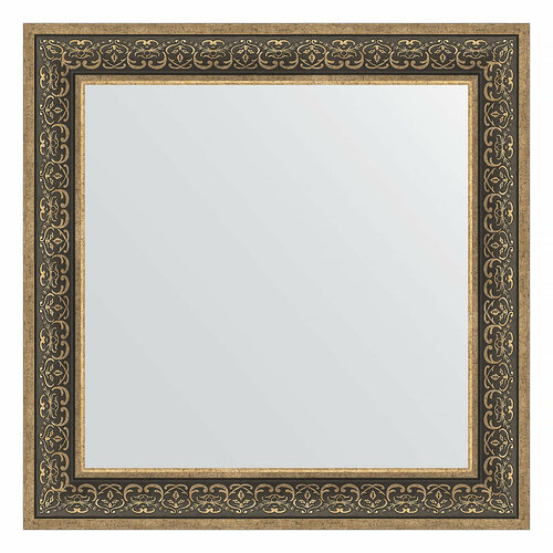 Зеркало настенное EVOFORM в багетной раме вензель серебряный, 83х83 см, для гостиной, прихожей, кабинета, спальни и ванной комнаты, BY 3256