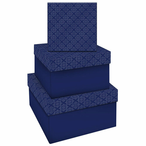 Набор квадратных коробок 3в1, MESHU "Blue style. Top", (19,5*19,5*11-15,5*15,5*9см), 341879