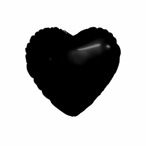 AGURA Шар фольгированный 9" «Мини-сердце», чёрный блеск с клапаном, набор 5 шт.