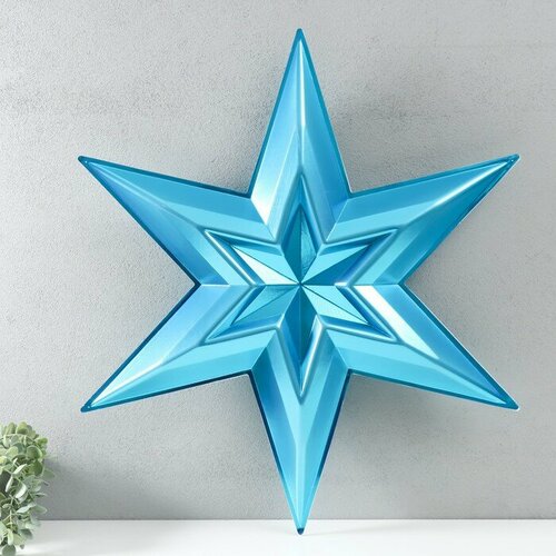 Фигурка "Звезда в Звезде" большая голубой металлик, 69,5х60,3 см