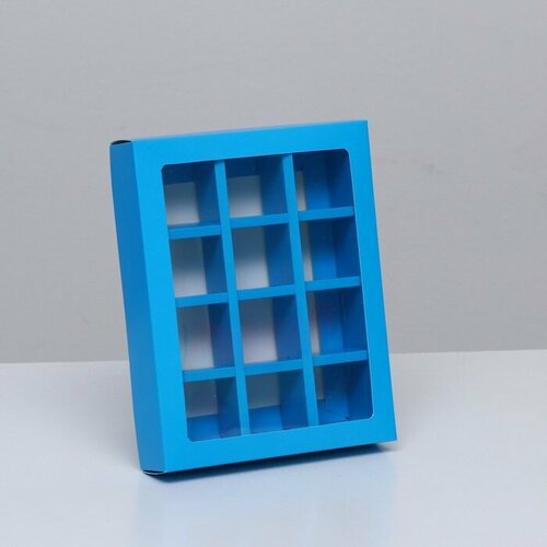 Коробка для конфет, 12 шт, голубой, 19 х 15 х 3,5 см