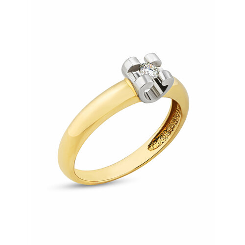 Кольцо обручальное Gatamova, желтое золото, 585 проба, родирование, бриллиант, размер 19.5, золотой, желтый