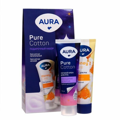 AURA Подарочный набор AURA "C экстрактом мёда": крем для рук,75мл+крем для рук ночной,75мл