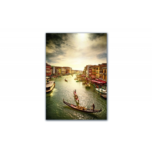 Картина на стекле | Diva Kartina | Город. Италия Венеция Изгиб канала | 56X80 см | Интерьерный постер