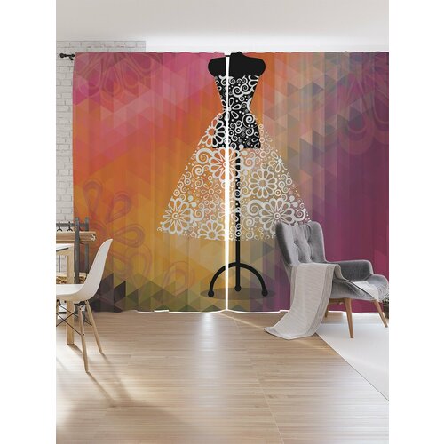 Шторы под лён JoyArty "Прозрачное платье на манекене", серия Oxford DeLux, 340х265 см