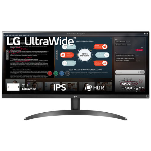 29" Монитор LG UltraWide 29WP500-B, 2560x1080, 75 Гц, IPS, Ростест (EAC), черный